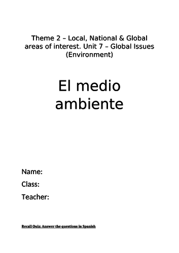 El medio ambiente | Teaching Resources