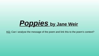 Poppies by Jane Weir Lesson | Teaching Resources