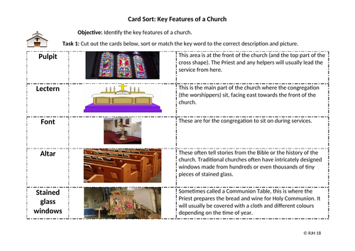 Card Sort: Key Features of a Church | Teaching Resources