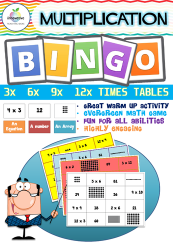 Multiplication BINGO ( Factors 3, 6, 9, 12 ) | Teaching Resources