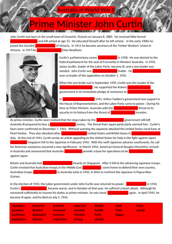 4 Cloze activities - Australia in World War II | Teaching Resources