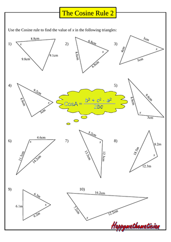 The Sine and Cosine Rule - 6 worksheets with answers | Teaching Resources