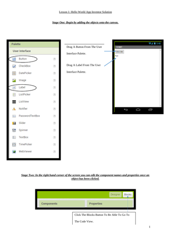 Introduction To App Inventor --- (Lesson 1) | Teaching Resources