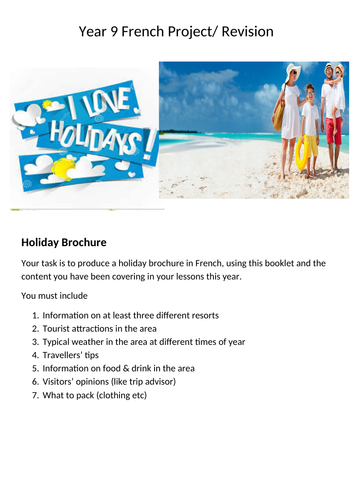 French Summer Project/ Revision | Teaching Resources
