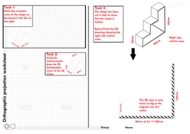 Isometric, Orthographic Projection and Section views A3 Worksheet AQA ...