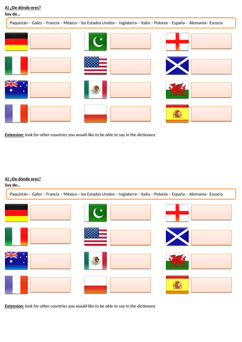 Los paises y las nacionalidades | Teaching Resources