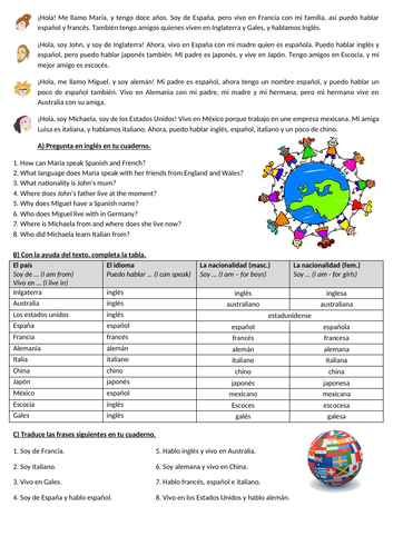 Los paises y las nacionalidades | Teaching Resources