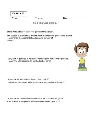 Math basic operation /Word problems for ks2 worksheets | Teaching Resources