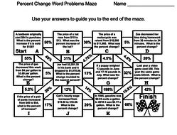 Percent Change Word Problems Activity: Math Maze | Teaching Resources