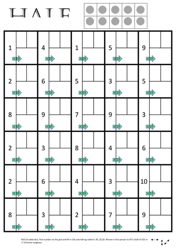 halve and 10x game | Teaching Resources