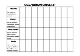 Composition Checklist - Peer Assessment | Teaching Resources