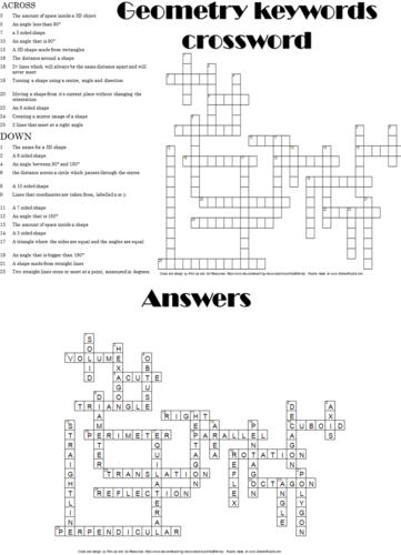 Geometry key words - maths word search and crossword | Teaching Resources