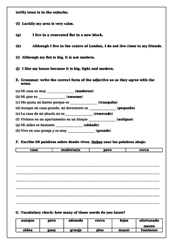 Spanish GCSE: describe where you live _ my town and area_ reading ...