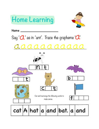 BACK TO SCHOOL S,A,T,P,I,N Letters and Sounds Phonics Homework Sheets ...