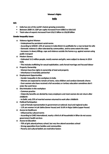 Case Study: India - Human Rights OCR Geography A-level | Teaching Resources