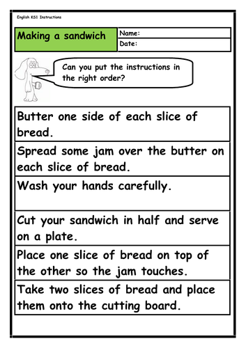 How to make a sandwich - Instructions | Teaching Resources