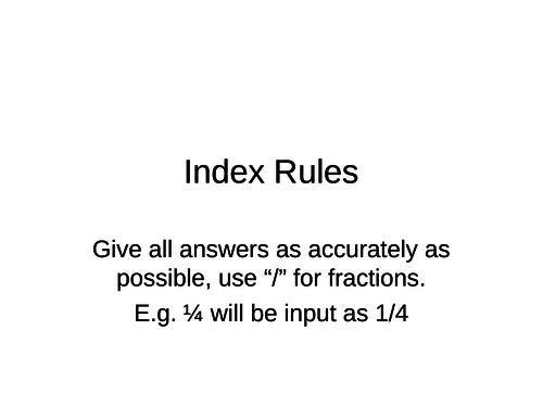 Index Rules Quizzes | Teaching Resources