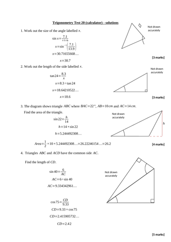 Trigonometry tests x20 (new GCSE 9-1 maths) | Teaching Resources