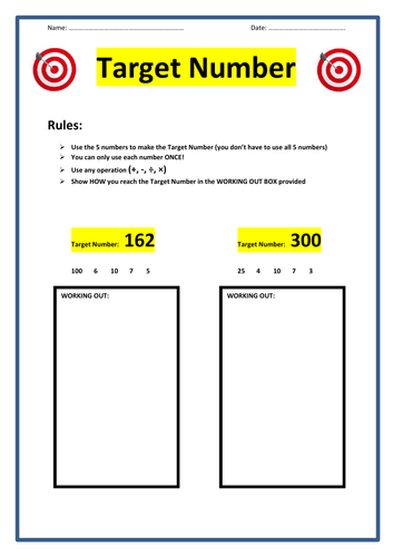 Target Numbers - Bundle - 4 RESOURCES!! | Teaching Resources