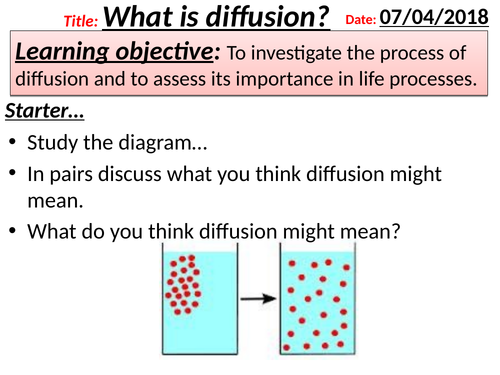 KS3 Biology lesson which investigates diffusion - PowerPoint | Teaching ...