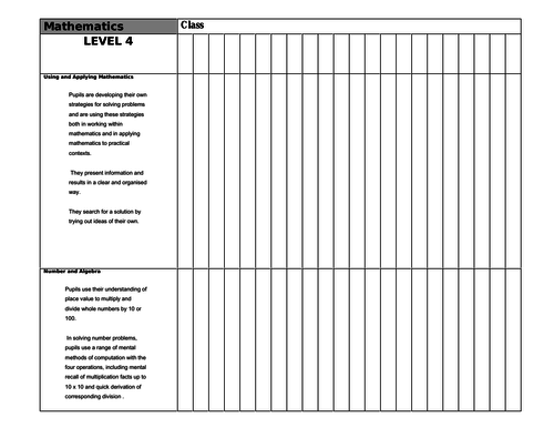 Maths Tracking sheets - ALL LEVELS | Teaching Resources