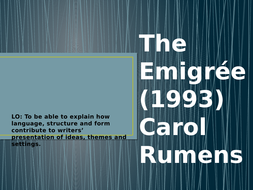 Emigree by Carol Rumens fully annotated lesson AQA GCSE Literature ...