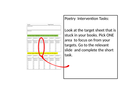 A series of KS3 (or KS4) reading and writing intervention tasks ...