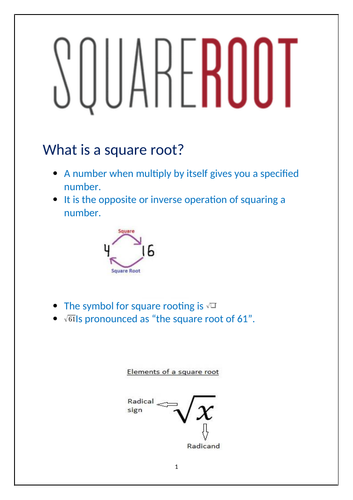 Square root | Teaching Resources