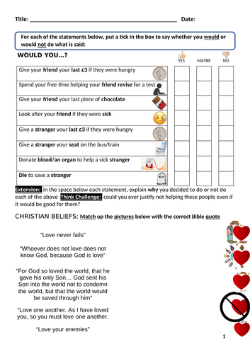 Agape (Christian beliefs about love) | Teaching Resources