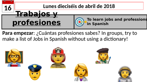 Los trabajos -Jobs (Spanish) | Teaching Resources