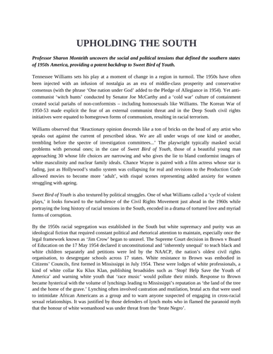 Tennessee Williams' 'Sweet Bird of Youth' lesson 7 - Act 2.1 | Teaching ...