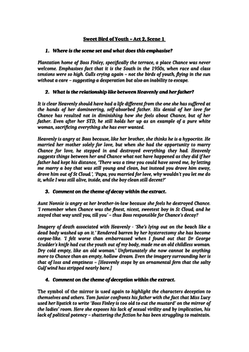 Tennessee Williams' 'Sweet Bird of Youth' lesson 7 - Act 2.1 | Teaching ...