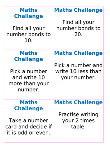 Maths Challenge Cards | Teaching Resources