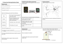 Exploring Science 7L Sound and Hearing Revision mat | Teaching Resources