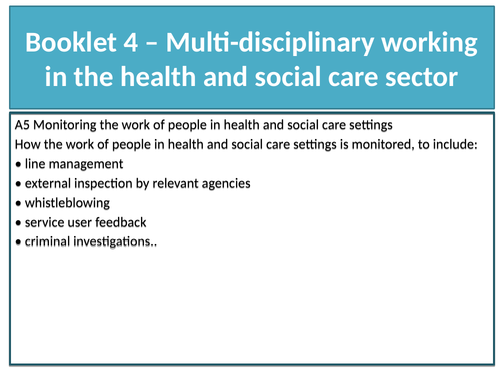 Health and Social Care - Unit 2 student workbooks and teacher ...