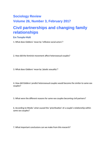 A-level Sociology - Families bundle | Teaching Resources