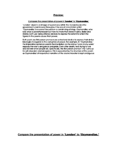 EDUQAS POETRY Comparison ALL ESSAYS 9-1 GCSE NEW SPEC | Teaching Resources