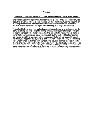 EDUQAS POETRY Comparison ALL ESSAYS 9-1 GCSE NEW SPEC | Teaching Resources