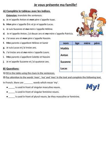 Ma famille | Teaching Resources