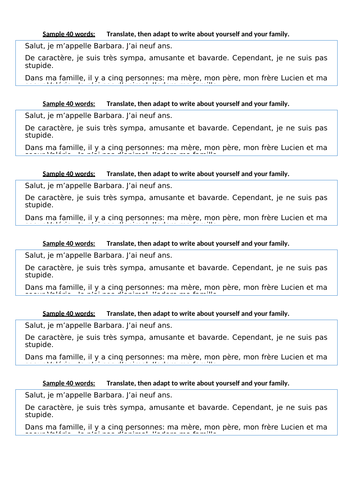 Ma famille | Teaching Resources