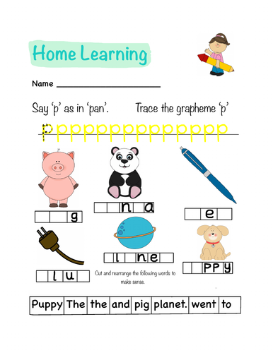 BACK TO SCHOOL S,A,T,P,I,N Letters and Sounds Phonics Homework Sheets ...