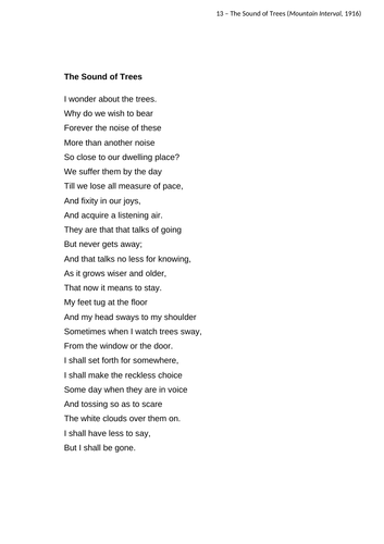 Robert Frost - The Sound of Trees | Teaching Resources