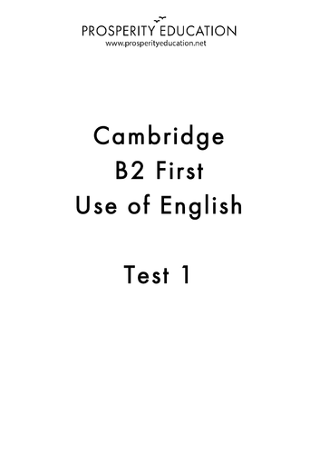 Cambridge FCE: B2 First Use of English Practice Test 1 | Teaching Resources