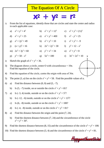The Equation Of A Circle - Over 20 challenging Questions for GCSE ...