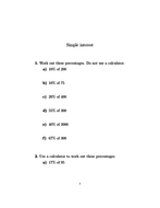 Simple interest worksheet (with solutions) | Teaching Resources