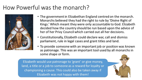 How was England governed during the reign of Elizabeth I? | Teaching ...