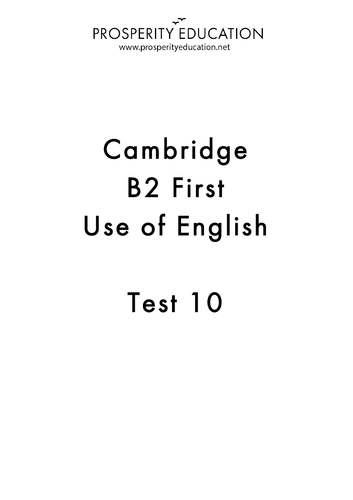 Cambridge FCE: B2 First Use of English Practice Test 10 | Teaching ...