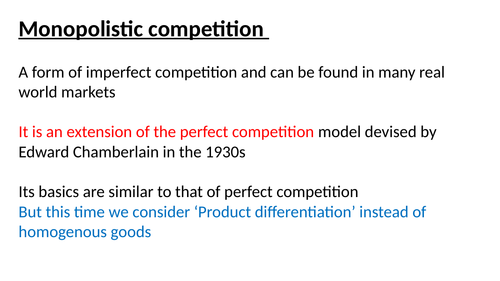 A level Economics: Monopolistic competition | Teaching Resources