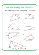 Sine Rule - Missing Sides and Missing Angles (solutions included ...