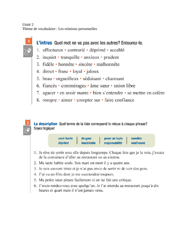 FRENCH GCSE Unit 2 : Family and Friends, Description & Relationships ...